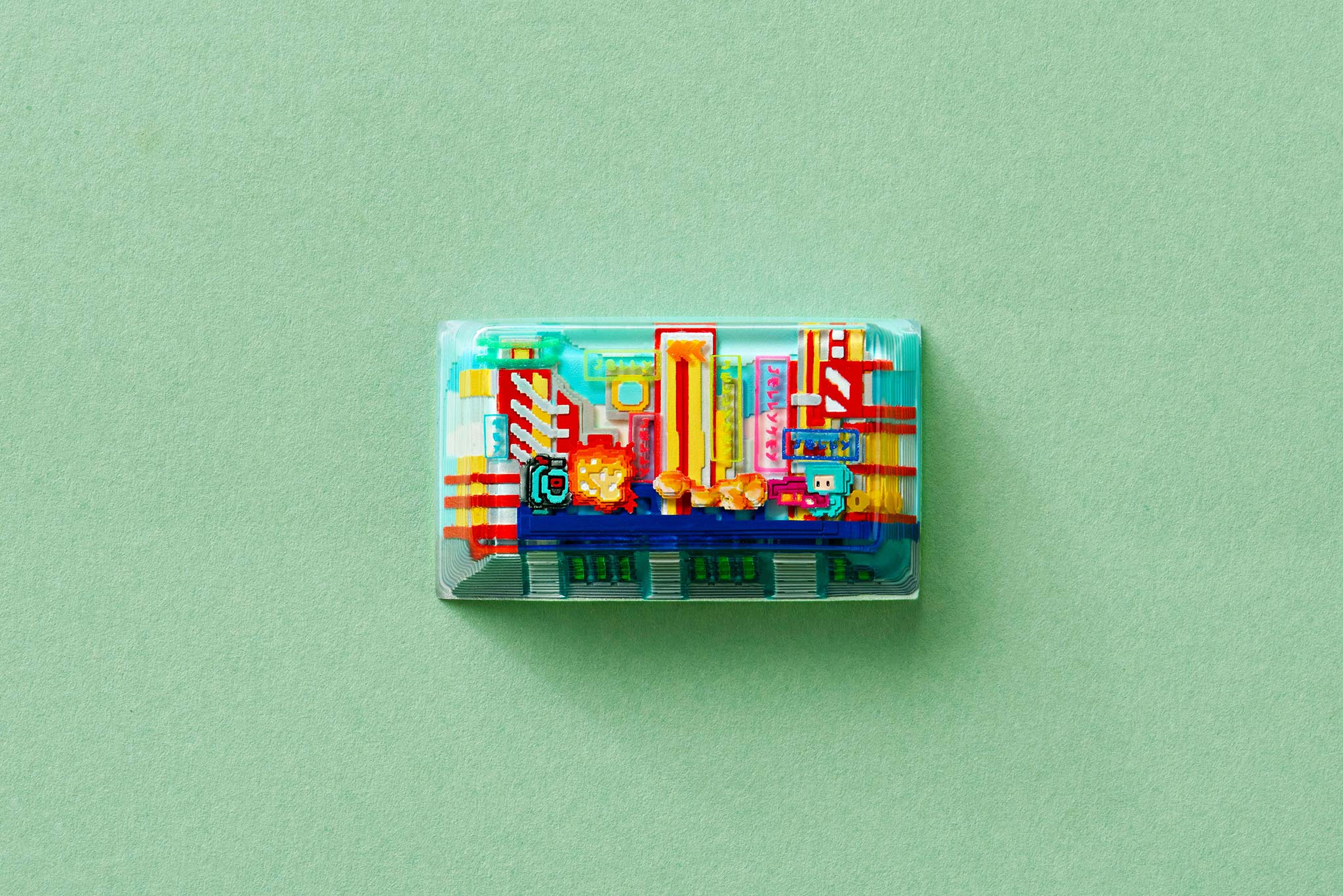 8-bit series III: Neon era artisan keycaps - Jelly Key